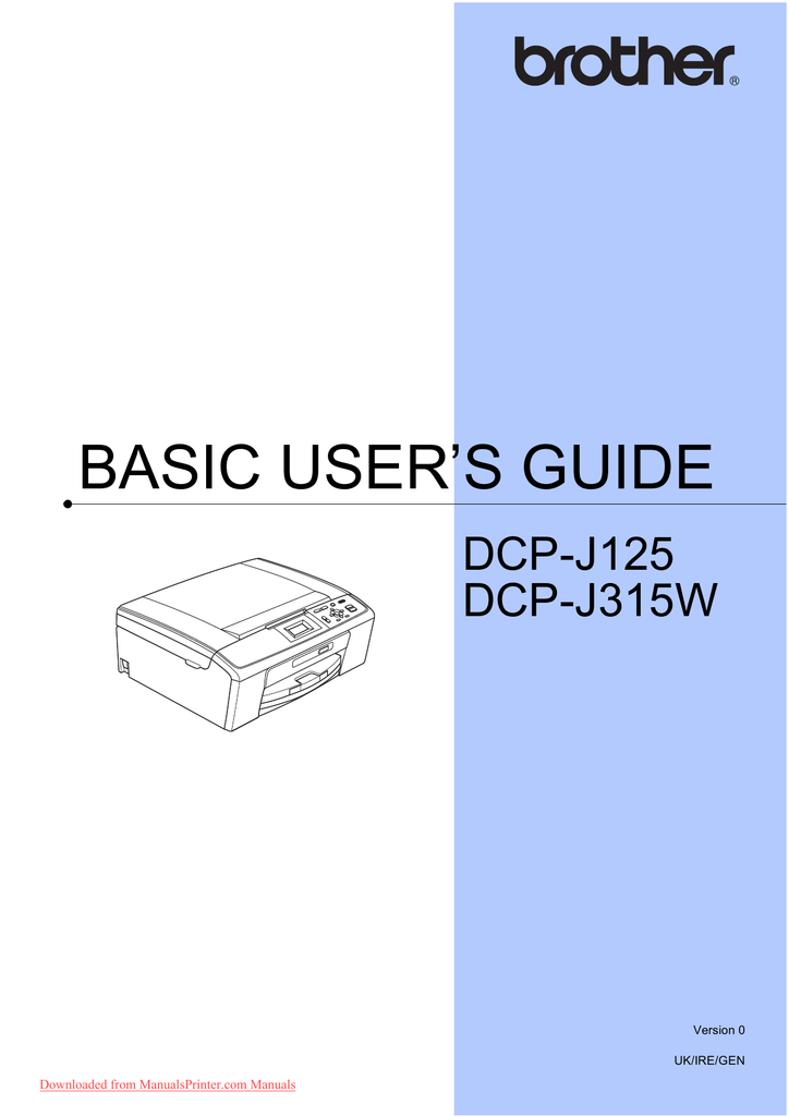Brother DCP-J315W Printers User Guide Manual Pdf | Manualzz