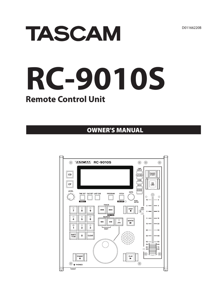 Tascam CD-9010/CD-9010CF Broadcast CD Players Owner’s Manual | Manualzz