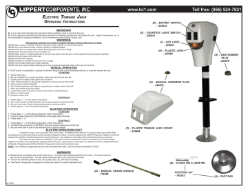 Lippert Components Electric Tongue Jack Operating Instructions | Manualzz