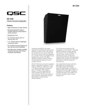 QSC SR-1030 Spec sheet | Manualzz