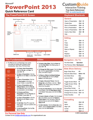 PowerPoint 2013 Quick Reference Card | Manualzz