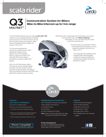 Cardo Systems scala rider Q3 Quick Manual | Manualzz