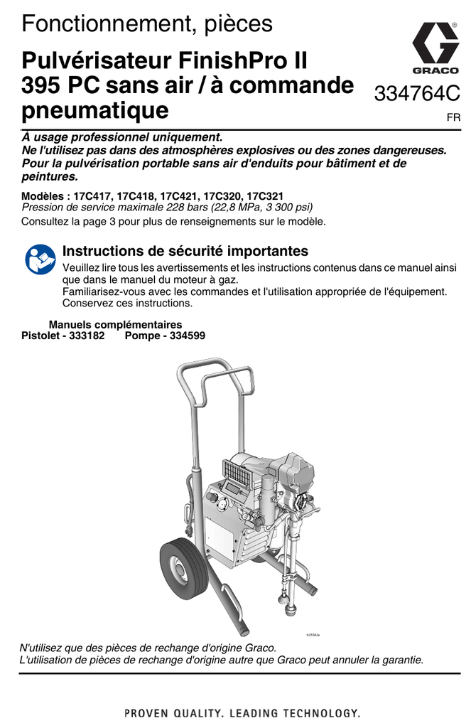Graco 334764C, FinishPro II 395 PC Airless/Air-Assisted Sprayers Manuel ...