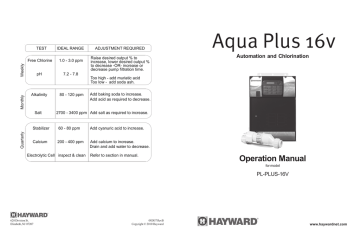 Hayward Aqua Plus 16v Operation Manual | Manualzz