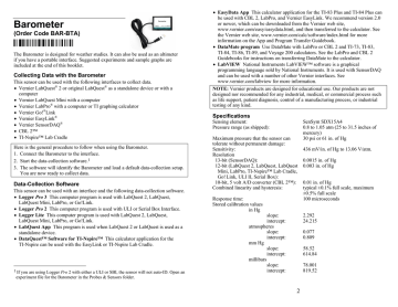 Vernier Barometer BAR-BTA User Manual | Manualzz