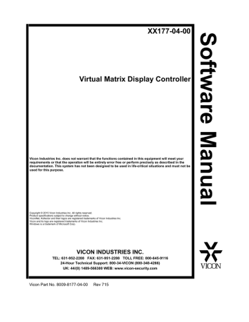 Vicon Virtual Matrix Display Controller (VMDC) manual | Manualzz