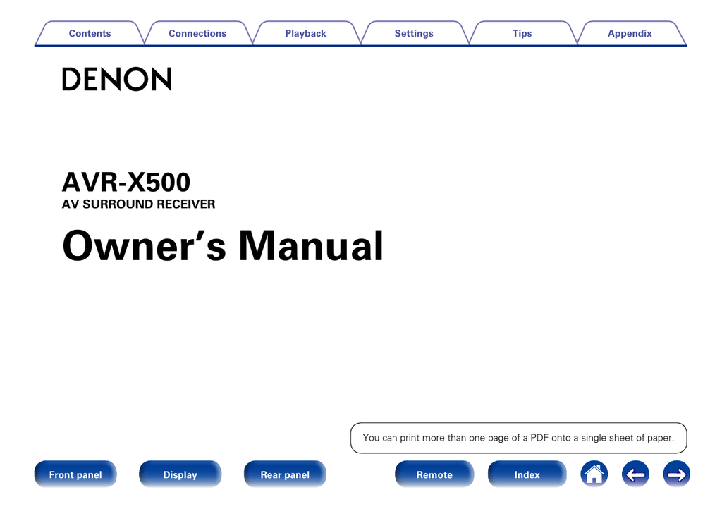 Denon AVR X500 Owner s Manual Manualzz