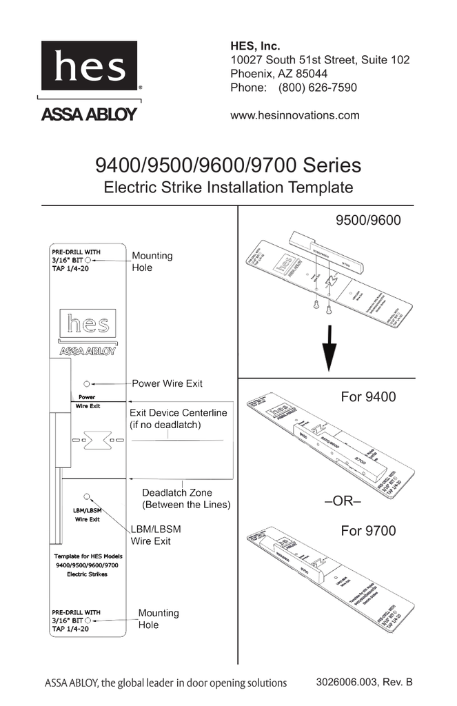 9400 9500 9600 9700 Series Installation Template Manualzz