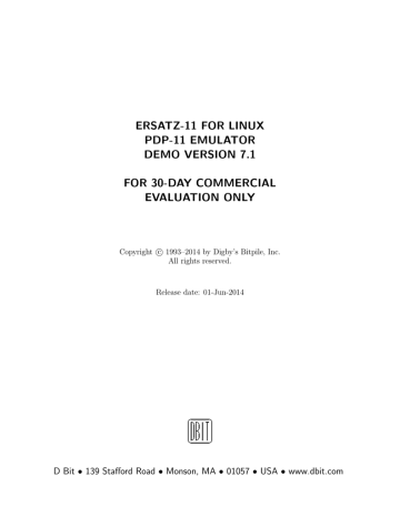 Ersatz-11 PDP-11 Emulator User Manual | Manualzz