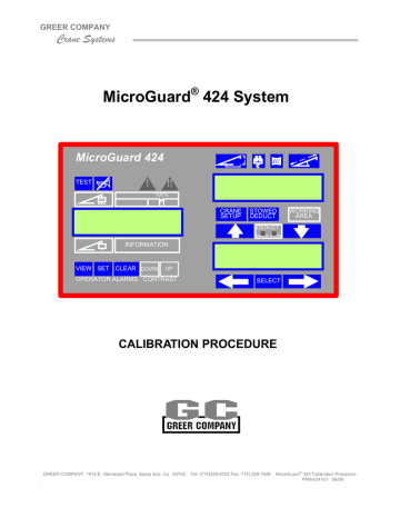 Greer MicroGuard 424 Calibration Procedure | Manualzz