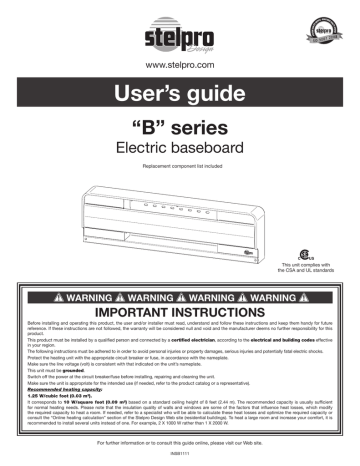 Stelpro B series electric baseboard heater User Guide | Manualzz