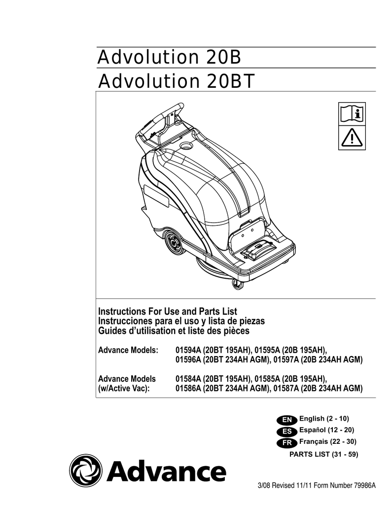 Advance acoustic Advolution 20BT Instructions For Use And Parts List ...