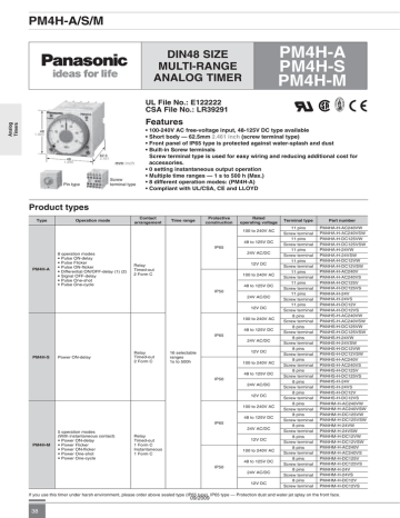 Analog Timer PM4H A, PM4H S, PM4H M Datasheet | Manualzz