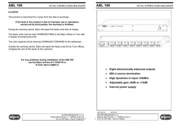 ELPRO ABL 100 User manual | Manualzz