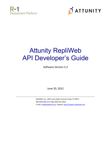 Attunity RepliWeb API Developer’s Guide | Manualzz