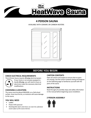 HeatWave Sauna 4 Person Sauna Installation Manual | Manualzz