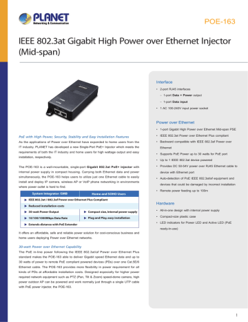 PLANET POE-163 Datasheet | Manualzz