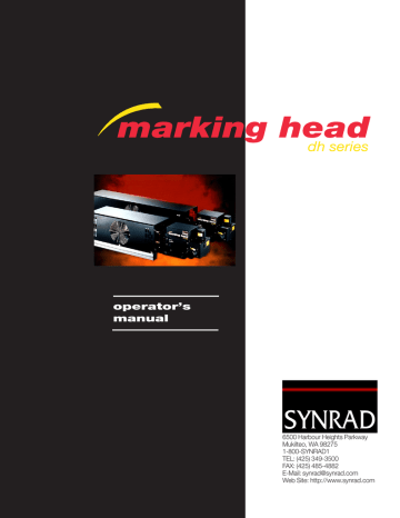 SYNRAD DH series Marking Head Operator's Manual | Manualzz