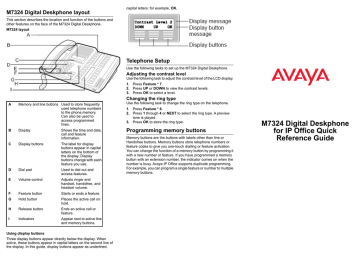 Avaya Digital Deskphone M7324 Digital Deskphone Quick Reference Guide | Manualzz