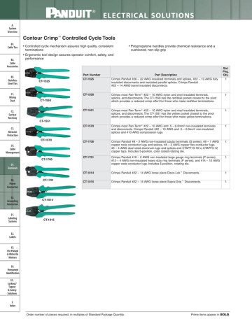 Panduit CT-1700 Contour Crimp Controlled Cycle Tool User Manual | Manualzz