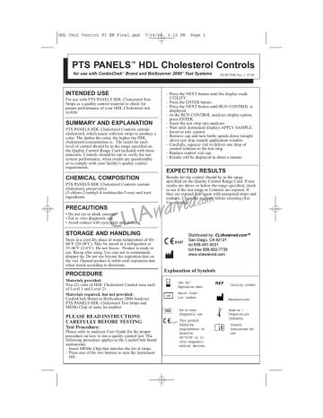 HDL Cholesterol Control Instruction Manual | Manualzz