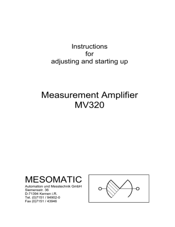 MESOMATIC MV320 Instructions | Manualzz