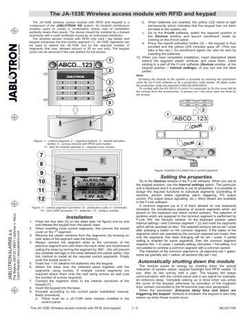 JABLOTRON JA-100 JA-153E User Manual | Manualzz