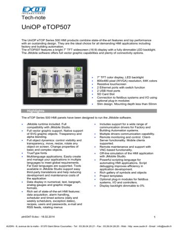 UniOP HMI panel eTOP Series 500 eTOP507 Tech-note | Manualzz