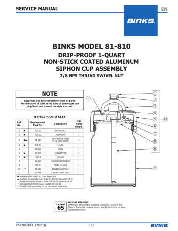 Binks MACH 1SL Spray Gun manual | Manualzz