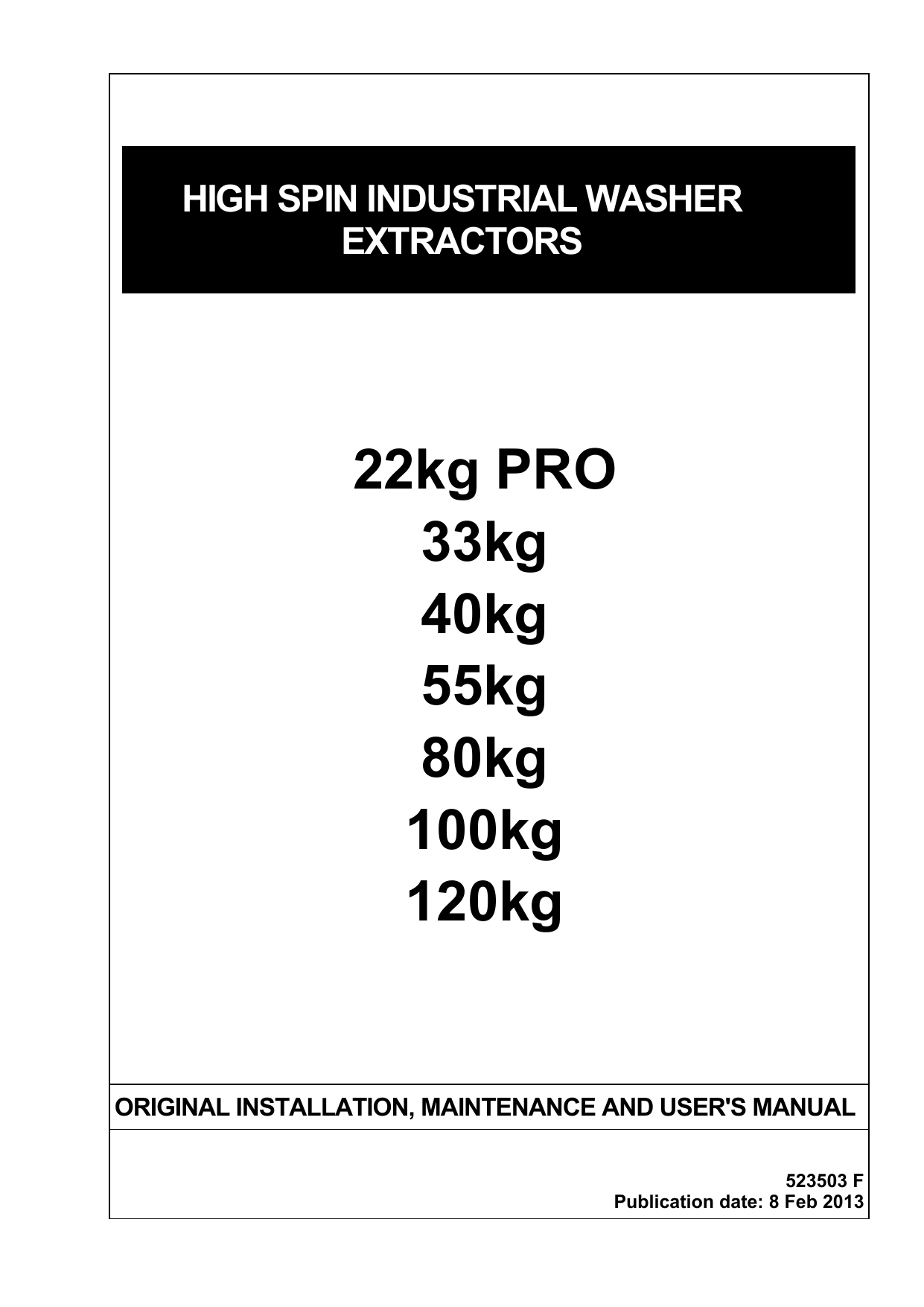 Primus / Lavamac LH1250 Installation Manual | Manualzz