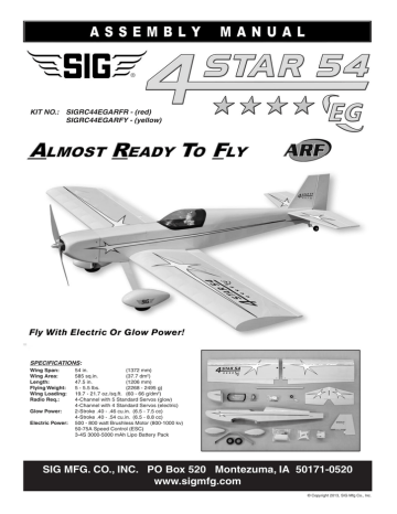 SIG SIGRC44EGARFY FOUR-STAR 54 EG ARF Instruction manual | Manualzz