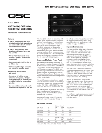 QSC CMX500VA Spec sheet | Manualzz