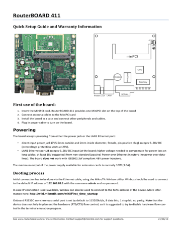 Router RouterBOARD 411 Quick Setup Guide | Manualzz