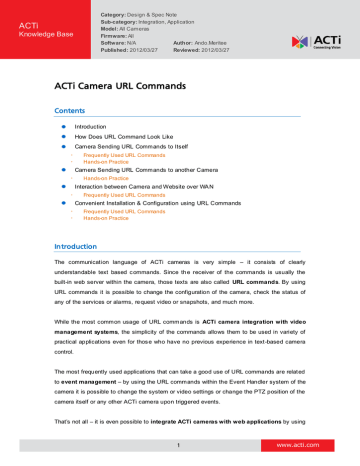 ACTi Security Cameras Design & Spec Note | Manualzz