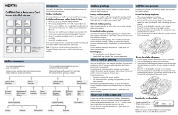 Nortel CallPilot Quick Reference Card | Manualzz