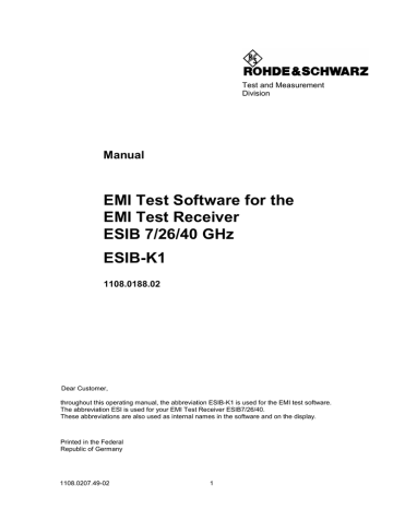 Rohde&Schwarz ESIB Manual | Manualzz