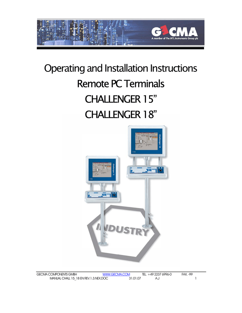 GECMA CHALLENGER 18 Inch Operating and Installation Instructions | Manualzz