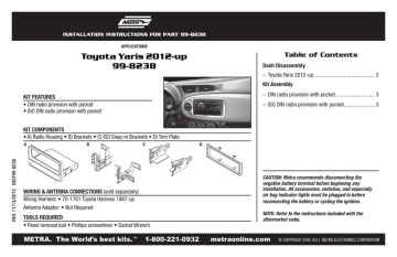 Metra Car Kit 99-8238 Installation Instructions | Manualzz