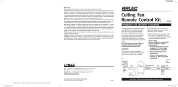 Arlec CFR325 LCD Remote Control Instruction | Manualzz