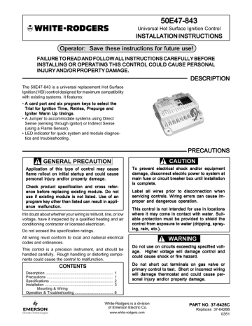 White-Rodgers 50E47-843 Installation Instructions | Manualzz