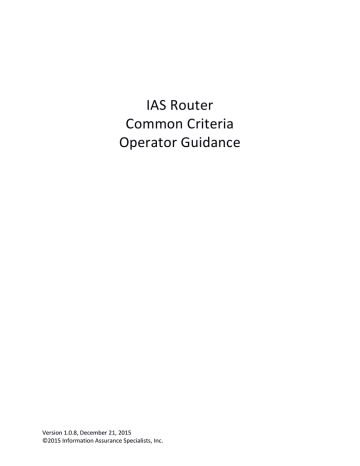 IAS Router Operator Guidance | Manualzz