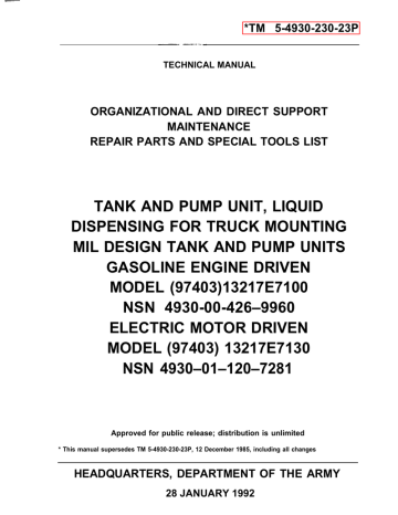 Tank and Pump Unit MIL DESIGN TANK AND PUMP UNITS (97403)13217E7100 ...