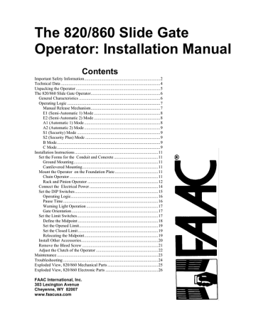 FAAC 860 Installation Instructions Manual | Manualzz