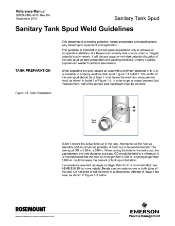 Rosemount Sanitary Tank Spud Weld Reference Manual | Manualzz