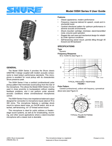 Shure 55SH Series II User Guide | Manualzz
