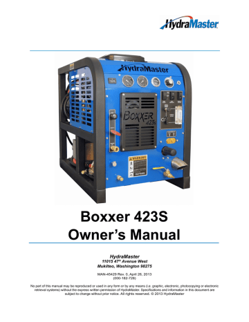 HydraMaster Boxxer 423S Owner's Manual | Manualzz