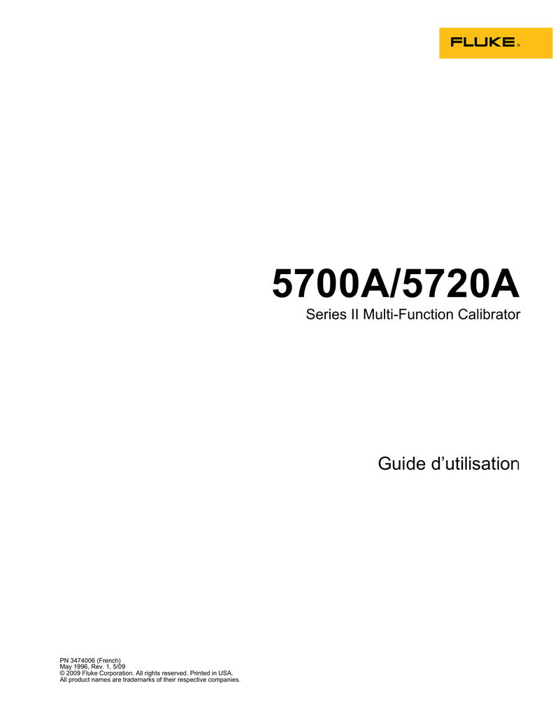 Fluke Calibration 5720A Multifunction Calibrators Manuel utilisateur ...