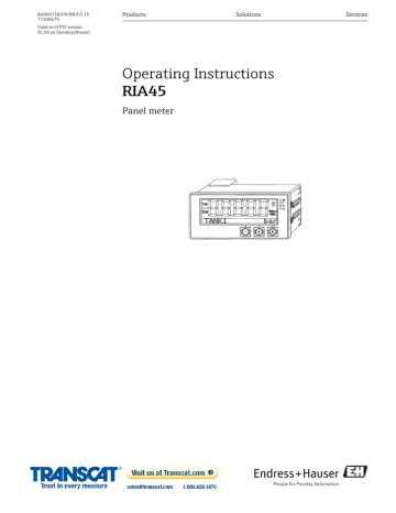 ENDRESS+HAUSER ria45 Operating Instructions Manual | Manualzz