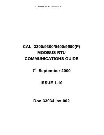 CAL Controls 9500P Communications Manual | Manualzz