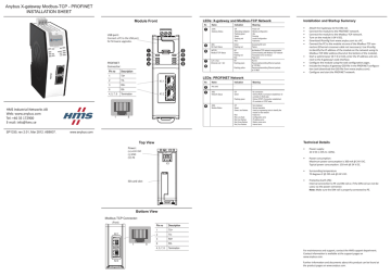 HMS Anybus X-gateway Installation Sheet | Manualzz